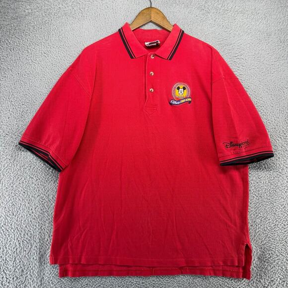 Disney | Shirts | Vintage Disney Polo Shirt Mens Xl Red Embroidered ...
